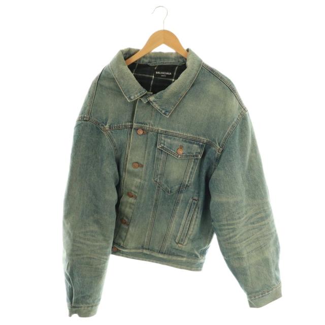 【中古】バレンシアガ アシンメトリーパデットデニムジャケット Gジャン XS インディゴブルー 662747 /DO ■OS