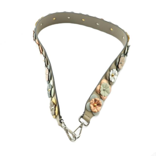 【中古】フェンディ FENDI ショルダー ストラップユー フラワー ベージュ マルチカラー /MI ■OS ■OH レディース