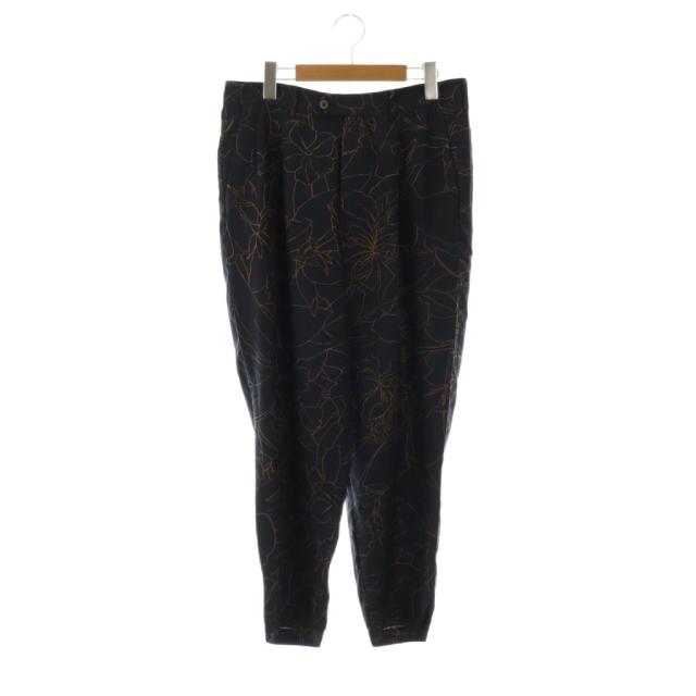 【中古】バナナタイム BANANATIME 総柄シルクパンツ テーパード S 紺 ネイビー /AT ■OS ■SH レディース