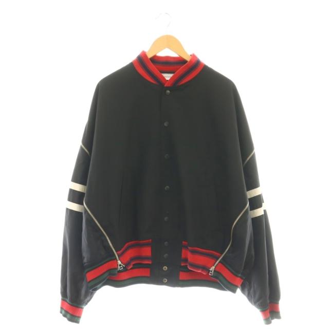 【中古】ファセッタズム ZIPPER STADIUM JACKET ジッパー スタジアムジャケット スタジャン ウール 黒 ブラック
