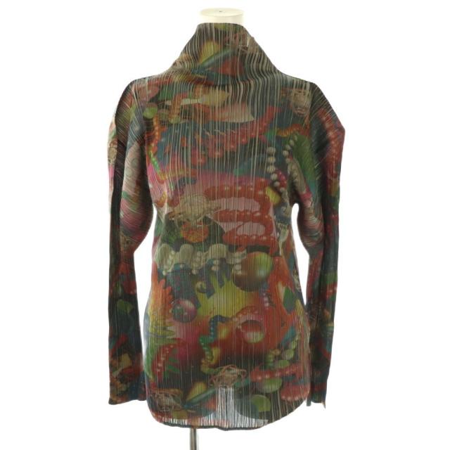 【中古】プリーツプリーズ PLEATS PLEASE 3D Art DNA Graphics カットソー 総柄 プリーツ 長袖 F マルチカラー /HK ■OS レディース