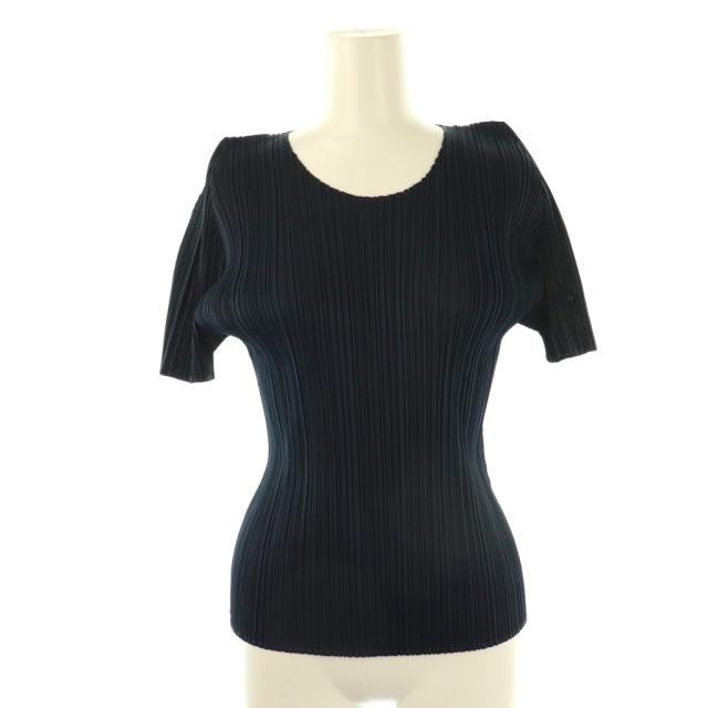 【中古】プリーツプリーズ PLEATS PLEASE イッセイミヤケ NEW COLORFUL BASICS 4 半袖カットソー 3 ネイビー