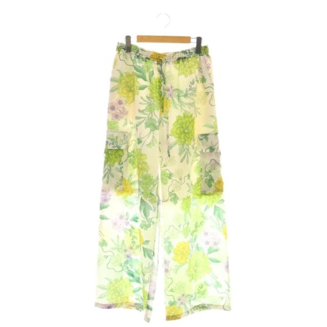 【中古】ダイアグラム グレースコンチネンタル 24SS フラワープリントパンツ ワイド イージー 38 白 ホワイト