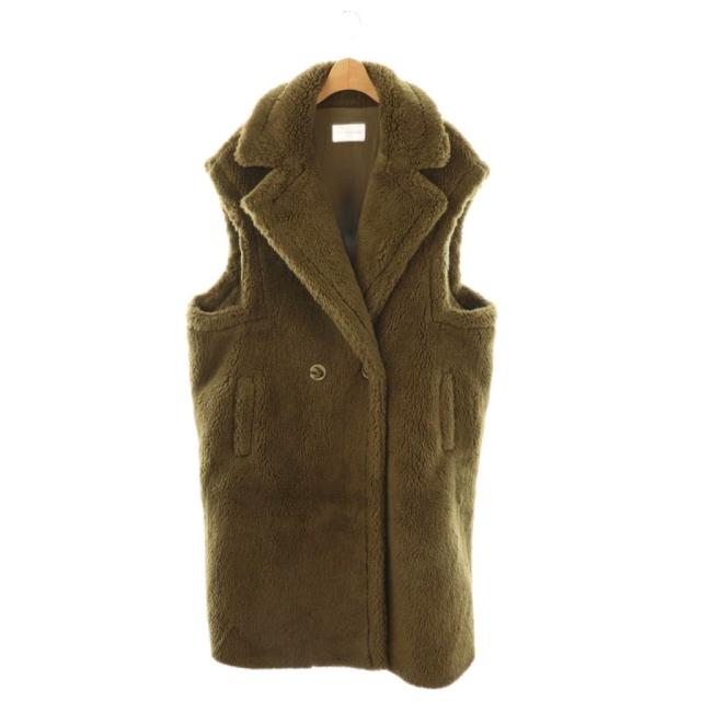 【中古】ペレッシモ PELLESSIMO ボアロングベスト ジレ アウター M カーキ /CX ■OS レディース