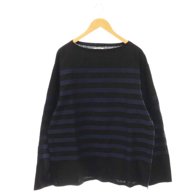 【中古】コーヘン COOHEM BIG BASQUE PULL プルオーバー カットソー ボーダー L 黒 ブラック 紺 ネイビー