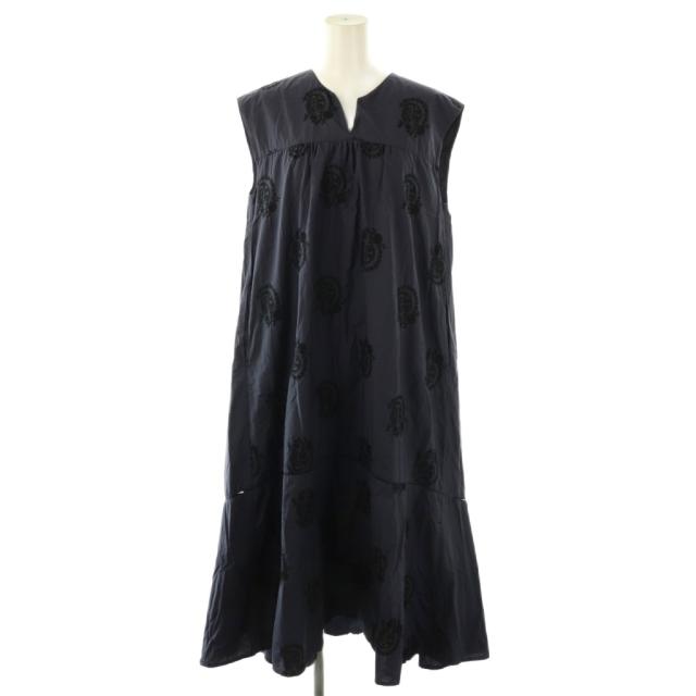 【中古】ヌキテパ NE QUITTEZ PAS! 24SS Poplin Paisley Embroidery Dress ワンピース ロング 刺繍 M ネイビー /DF ■OS レディース