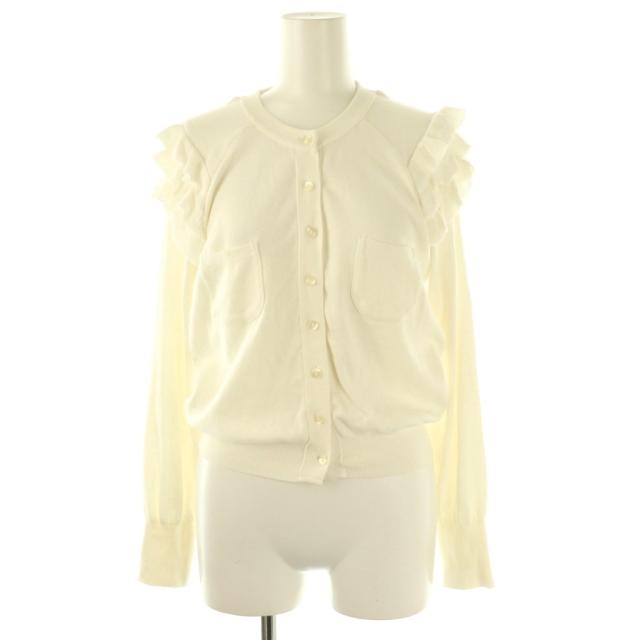 【中古】リリーバイリサ Lily by Risa 近年モデル フリルカーディガン ニット シルク混 F ホワイト /ES ■OS