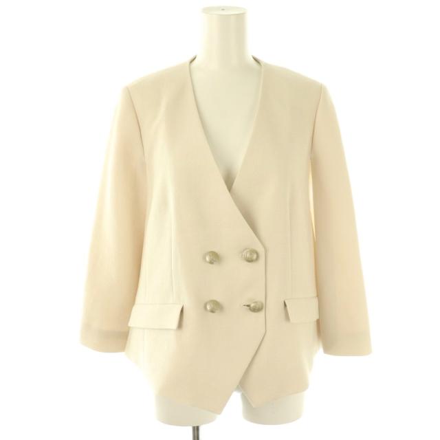 【中古】ダイアグラム グレースコンチネンタル 24AW ケープスリーブジャケット ノーカラー 36 オフホワイト