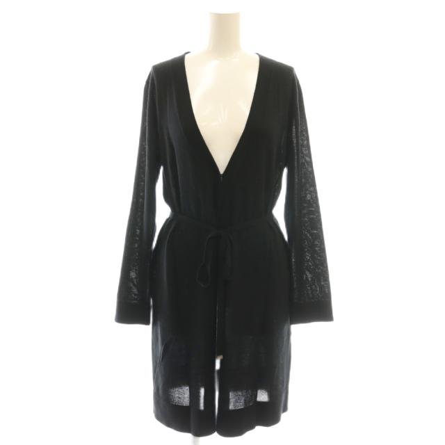 【中古】レオナール LEONARD ファッション FASHION カシミヤ シルク混 ロングカーディガン ニット 38 ブラック