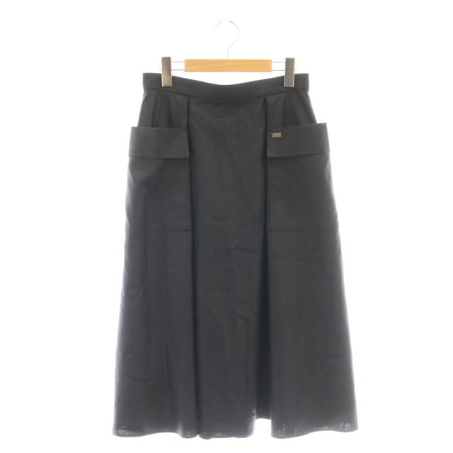 【中古】フォクシーニューヨーク FOXEY NEW YORK 25年 Skirt Poppy スカート フレア ロング 40 ブラック 45144