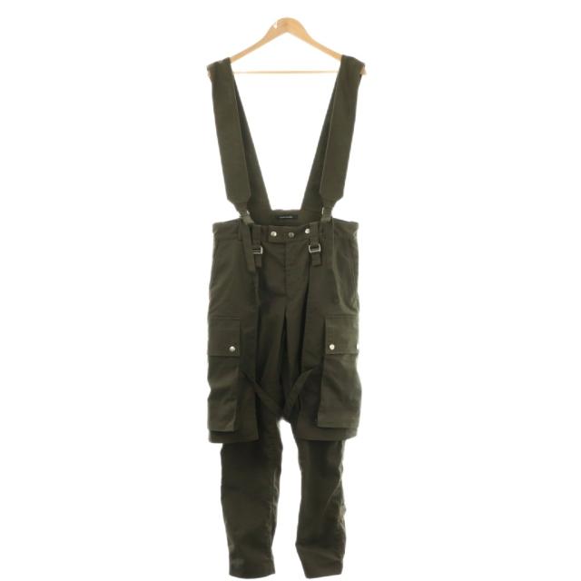 【中古】オールモストブラック ALMOSTBLACK サスペンダー付デザインカーゴパンツ 2 カーキ /DO ■OS ■SH
