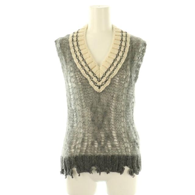 【中古】プランクプロジェクト Sheer Tilden Knit Vest ニット ベスト モヘヤ F グレー アイボリー /DO ■OS ■SH