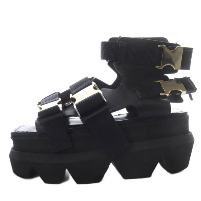 【中古】サカイ sacai 20-05111 20SS Platform Buckle sandals サンダル プラットフォーム 厚底 37 ブラック /YO7