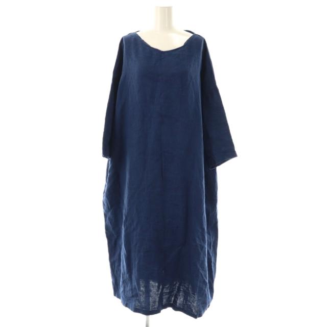 【中古】ジャーナルスタンダード ラックス JOURNAL STANDARD LUXE 24SS フレンチリネン V-ワンピース ネイビー 紺