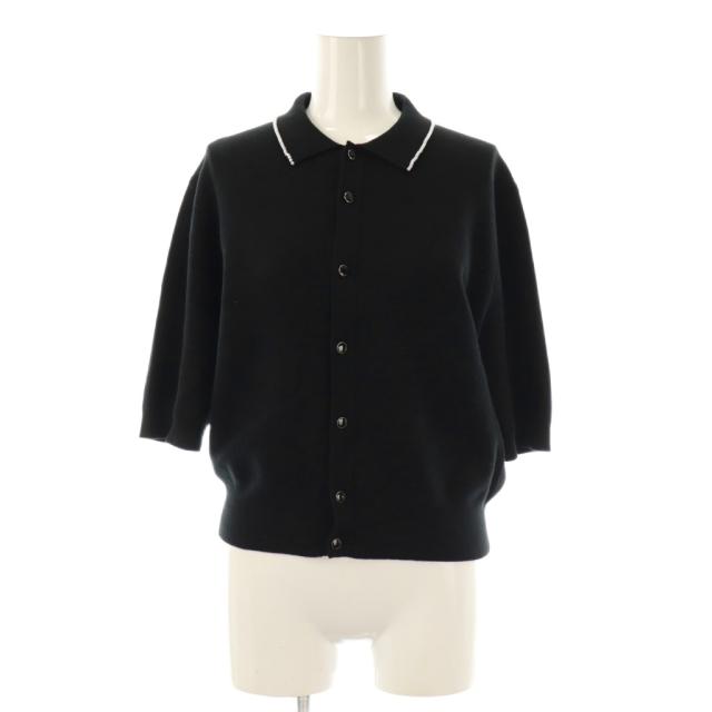 【中古】キャバン CABaN 25SS コットンカシミヤ パールポロカーディガン ニット F ブラック /DF ■OS レディース