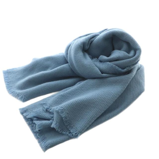 【中古】アロンピ 23AW CASHMERE STOLE ストール カシミヤ フリンジ 大判 青 ブルー 23096570001230 ■OS レディース
