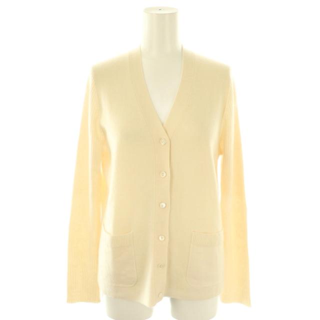 【中古】ドゥロワー 16Gカシミヤリブスリーブカーディガン ニット 長袖 Vネック 2 オフホワイト /DO ■OS