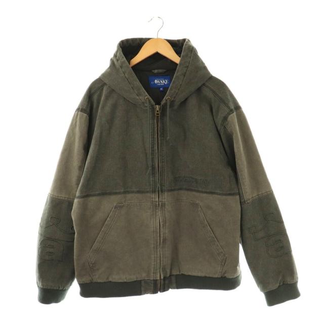 【中古】アウェイクニューヨーク AWAKE NY フーデッド ジップアップ ジャケット ブルゾン アウター 中綿 XL グレー