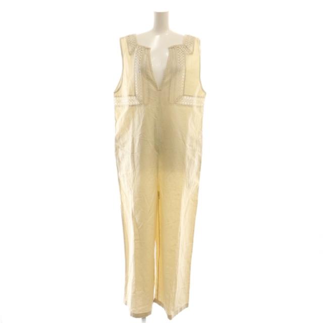 【中古】ヌキテパ NE QUITTEZ PAS! 24AW Vネックサロペットオールインワン レース リネン M ベージュ /CX ■OS ■SH