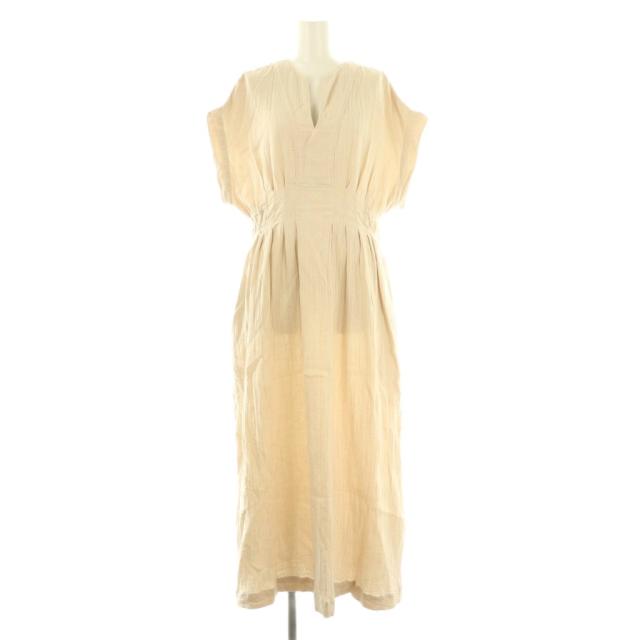 【中古】ヌキテパ 25AW Cotton Double Gauze Tuck Dress ワンピース ロング フレンチスリーブ M ベージュ /DO