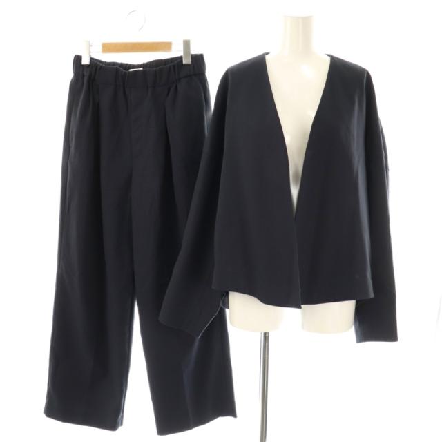 【中古】エブール ebure 25SS ボイルダブルクロスライトジャケット×イージーストレートパンツ スーツ 38 紺