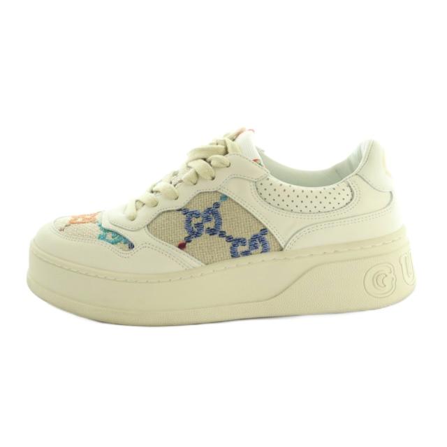 【中古】グッチ GUCCI GGエンブロイダリー スニーカー シューズ 38 25.0cm マルチカラー 670408 /MI ■OS レディース