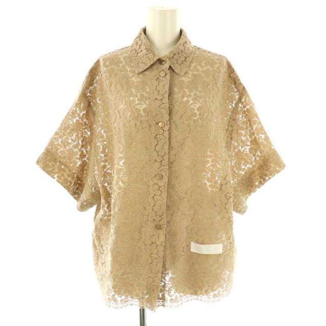 【中古】パトゥ PATOU エコフレンドリーレース ショートスリーブシャツ ブラウス 34 ベージュ /CX ■OS ■SH