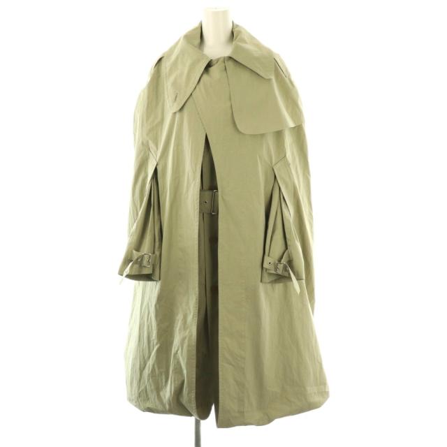 【中古】フミカ ウチダ FUMIKA_UCHIDA DOUBLE-BODY SOUTIEN-COLLAR CAPE コート スプリングコート 36 カーキ