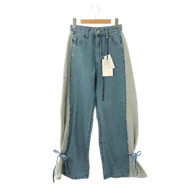 【中古】未使用品 アメリヴィンテージ 25SS SIDE SWITCH 2WAY RIBBON DENIM PANTS デニムパンツ ワイド 24 ブルー