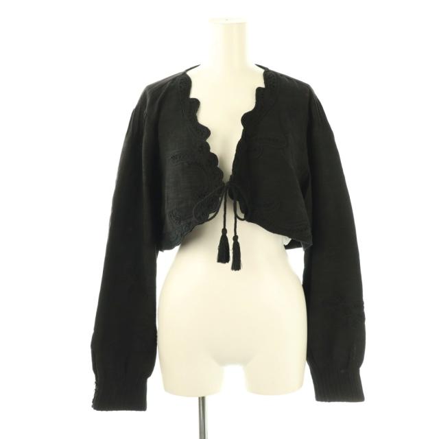 【中古】アメリヴィンテージ Ameri VINTAGE 25SS MEDI BATTEN LACE BOLERO BLOUSE ブラウス レース 長袖 F ブラック