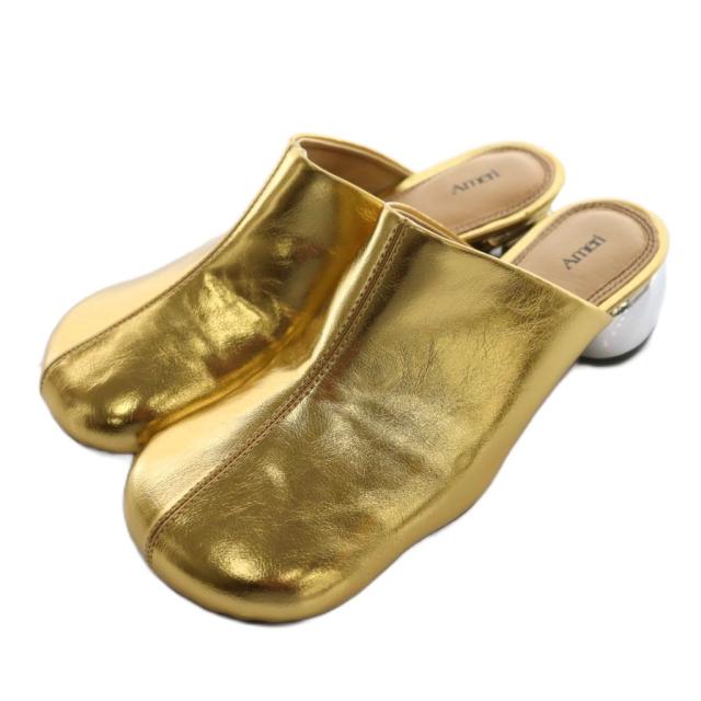 【中古】アメリ Ameri 25SS OVAL MOTIF VOLUME MULE ミュール S 金色 ゴールドカラー /SS ■OS レディース
