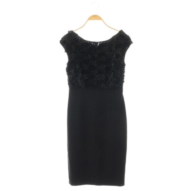 【中古】エスカーダ ESCADA フラワー装飾 切替 ドレス ワンピース ロング 36 ブラック /DF ■OS レディース