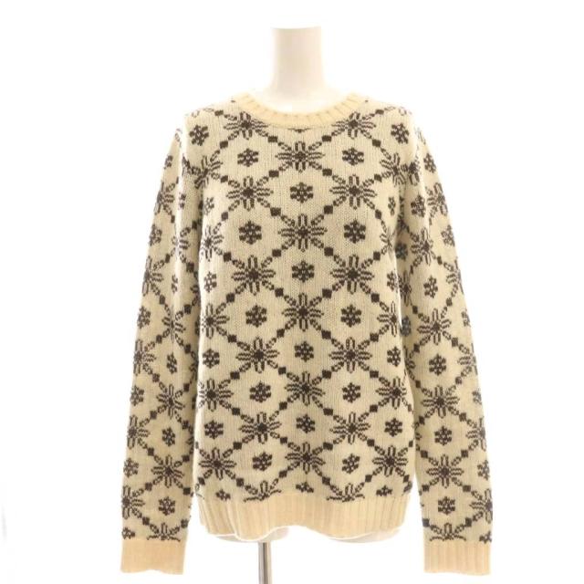 【中古】シャネル CHANEL カシミヤ ノルディッククルーネックニット セーター 40 エクリュ ブラウン P52856K06864