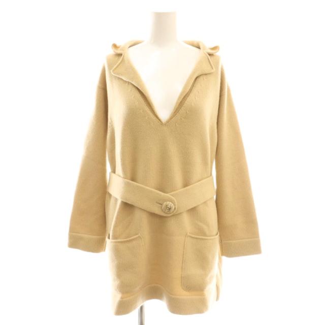 【中古】シャネル CHANEL カシミヤ ベルト付き チュニックニット セーター 38 ベージュ P47679K06042 レディース