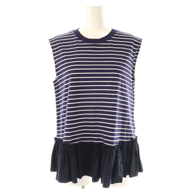 【中古】アディアム ADEAM 24年 マレボーダーTシャツ カットソー ノースリーブ S ネイビー 44720 /HK ■OS レディース