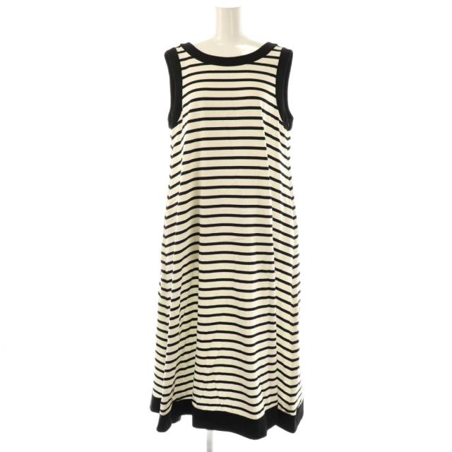 【中古】フォクシーニューヨーク 24年 44657 HARBOUR  ハーバー ボーダーワンピース ロング ノースリーブ 42 ホワイト