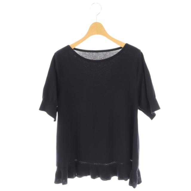 【中古】フォクシー FOXEY 24年 Petal ペタルニットトップ カットソー プルオーバー 40 ネイビー 44636 /CX ■OS