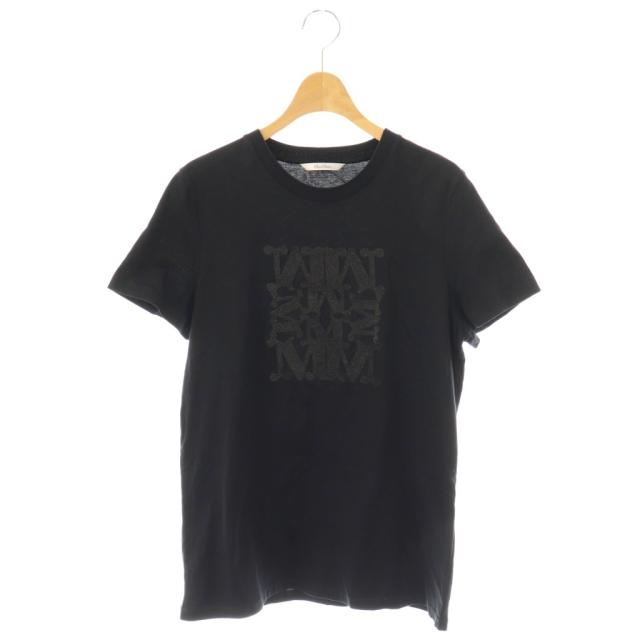 【中古】マックスマーラ MAX MARA TAVERNA プリントTシャツ カットソー 半袖 ブラック /HK ■OS レディース