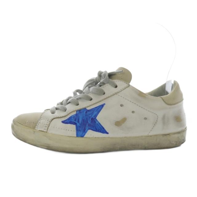 【中古】ゴールデングース GOLDEN  SUPERSTAR ハンドペイント スニーカー ローカット レザー 37 ホワイト