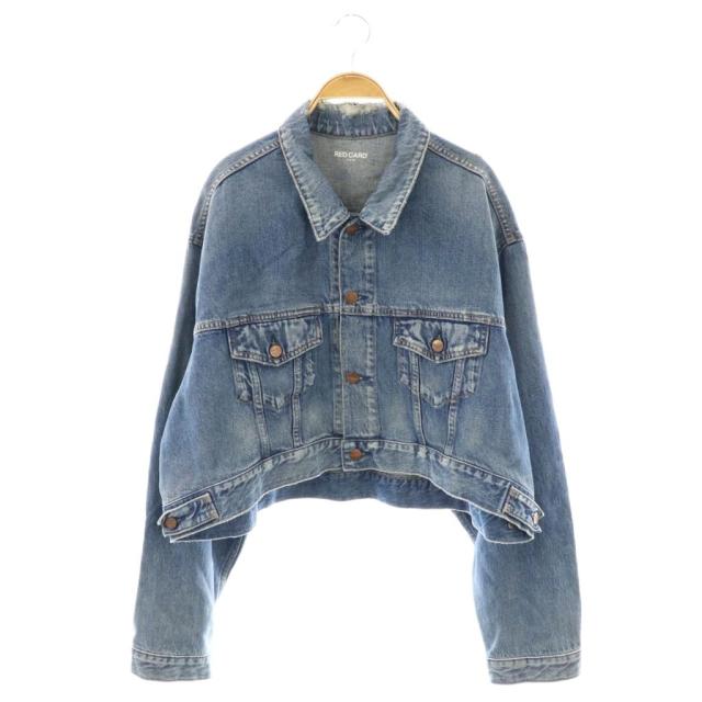【中古】レッドカード RED CARD ×L'Appartement DENIM JACKET ジャケット デニム ダメージ加工 F ブルー 72W040AP