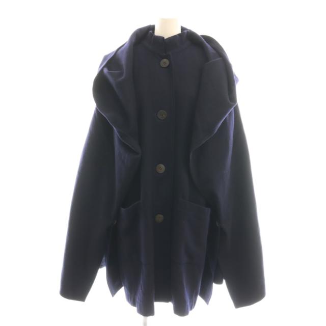 【中古】イッセイミヤケ ISSEY MIYAKE 変形 コート アウター ウール M ネイビー /DF ■OS レディース