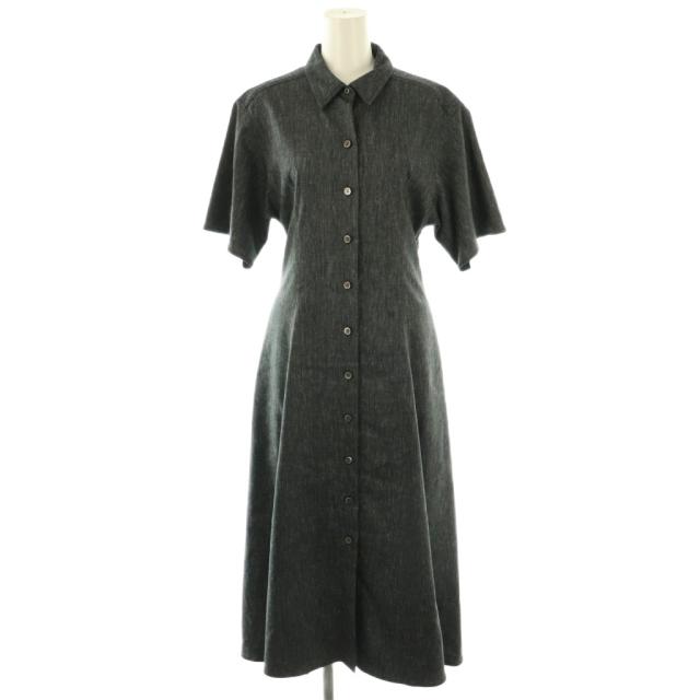 【中古】セオリー Theory TRAVEL TWILL  ELASTIC BK DR S シャツワンピース ロング P ブラック レディース