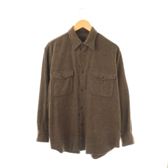 【中古】コモリ COMOLI W/CA ハウンドトゥース CPO シャツ カシミヤ混 3 ダークブラウン /ES ■OS ■SH メンズ