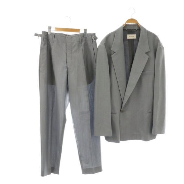 【中古】ルメール LEMAIRE 25SS ウール混ジャケット×スラックス セットアップ TOMORROWLAND 上下 スーツ 48 グレー