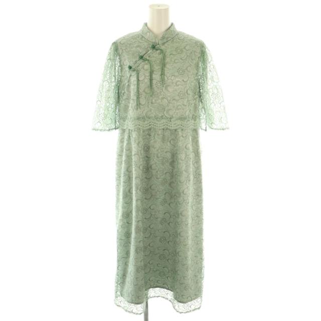 【中古】ヴィヴィアンタム 24SS FLOWER LACE DRESS ワンピース 40 グリーン 緑 フラワーレース チャイナカラー