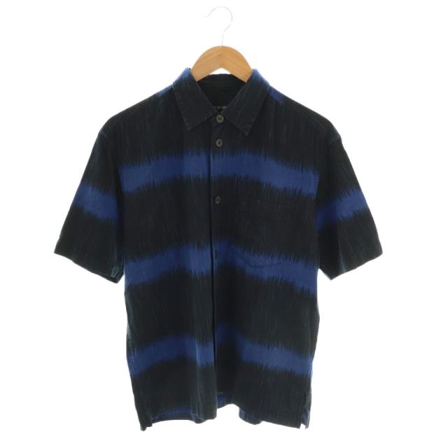 【中古】イッセイミヤケメン ISSEY MIYAKE MEN ME93FJ012 半袖シャツ 2 ブルー ブラック /ES ■OS メンズ