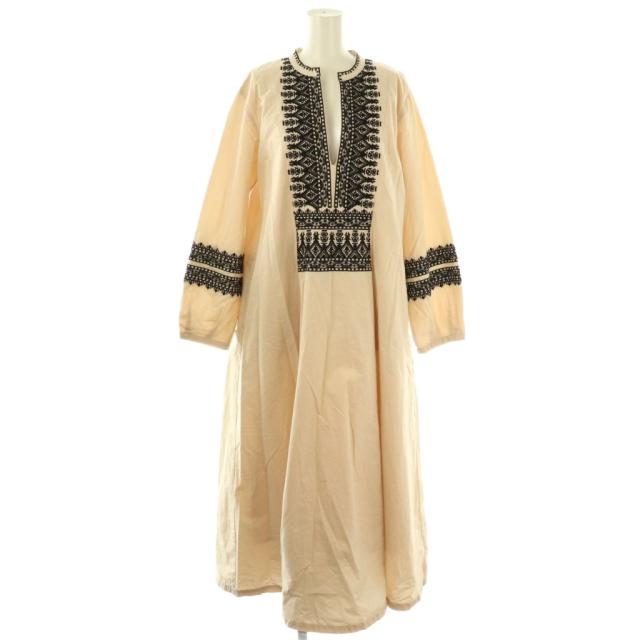 【中古】サラマリカ Sara Mallika ZIGZAG EMBROIDERY DRESS ドレス ワンピース マキシ ロング アイボリー