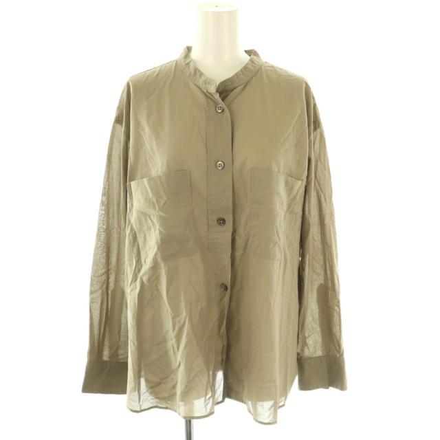 【中古】マーガレットハウエル MARGARET HOWELL 25AW COTTON VOILE SHIRT シャツ バンドカラー 2 カーキ /ES ■OS
