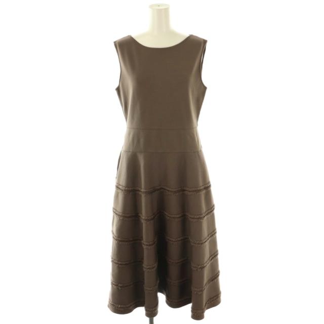 【中古】フォクシー FOXEY リズムニットドレス ワンピース ノースリーブ 40 モカ 42974 /DO ■OS レディース