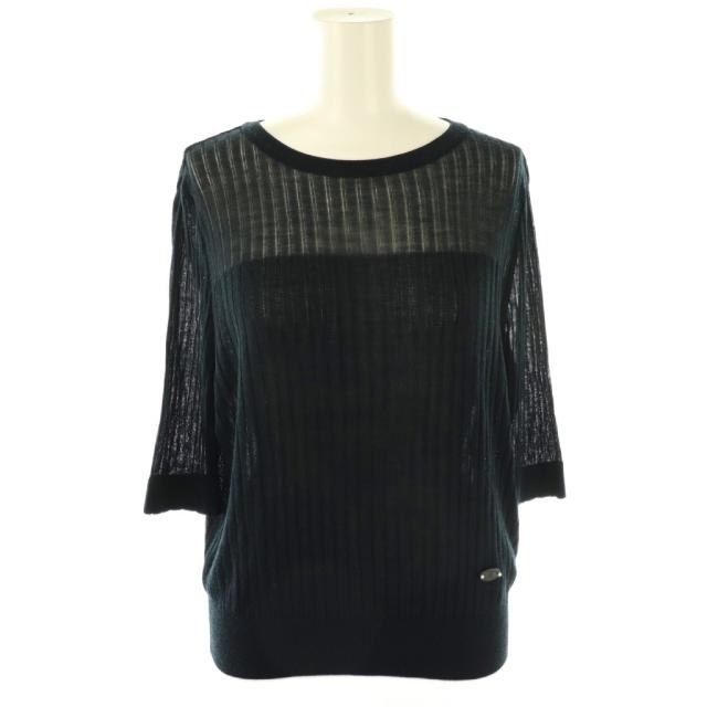 【中古】ルネ Rene 24年 半袖 ニット カットソー 36 ネイビー 5422090 /HK ■OS レディース